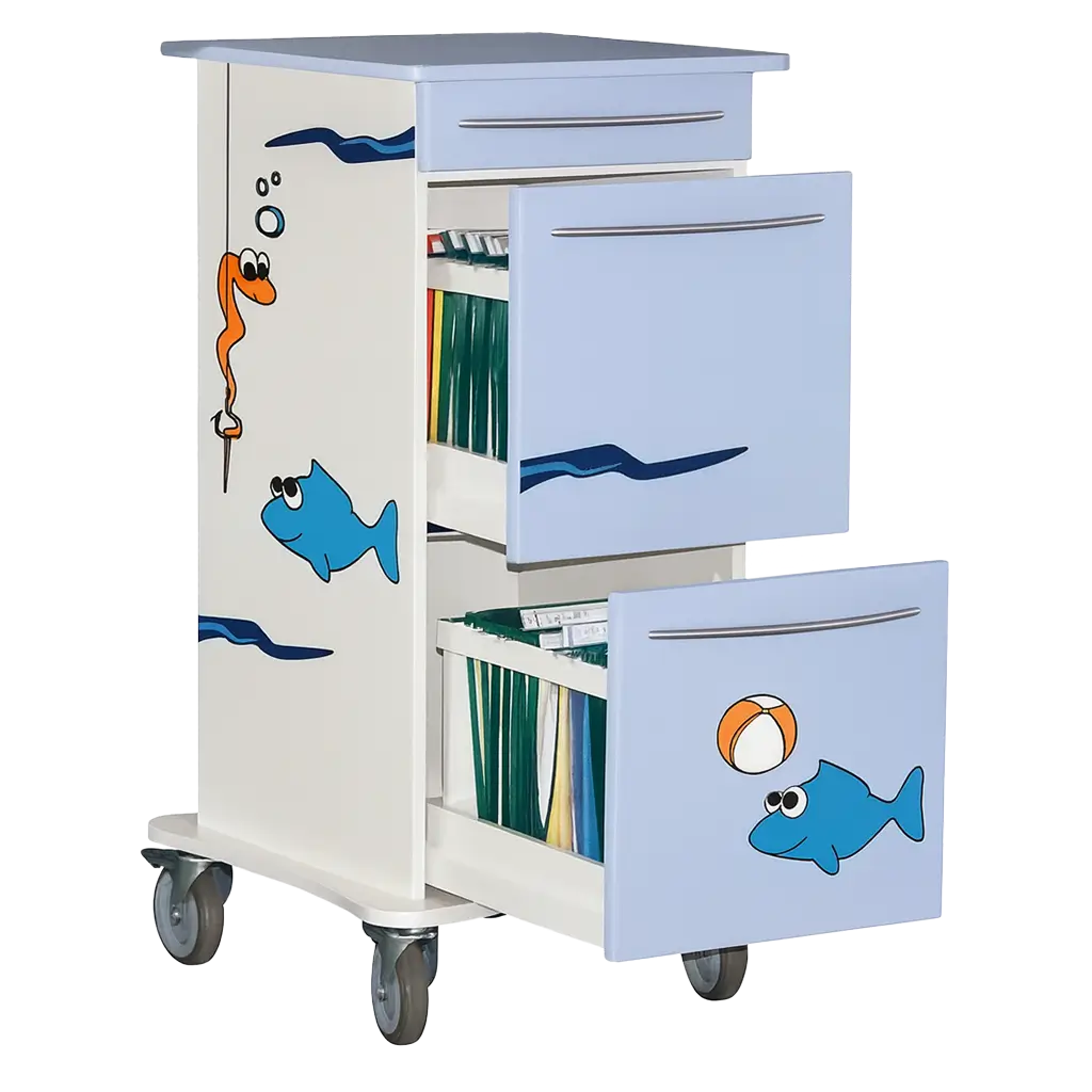 Paediatric Medical Notes Trolley - 2 Suspension Filing Drawers + 1 ...
